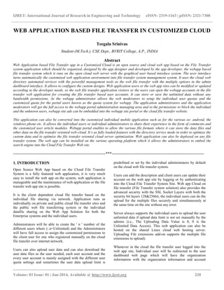 Web application based file transfer in customized cloud | PDF