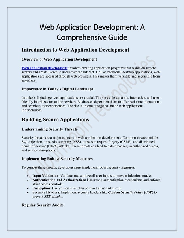 Web Application Development | Comprehensive Guide | PDF | Web Development | Internet