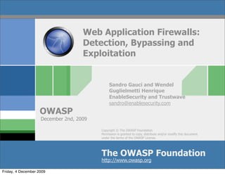 Web Application Firewalls Detection, Bypassing And Exploitation | PDF