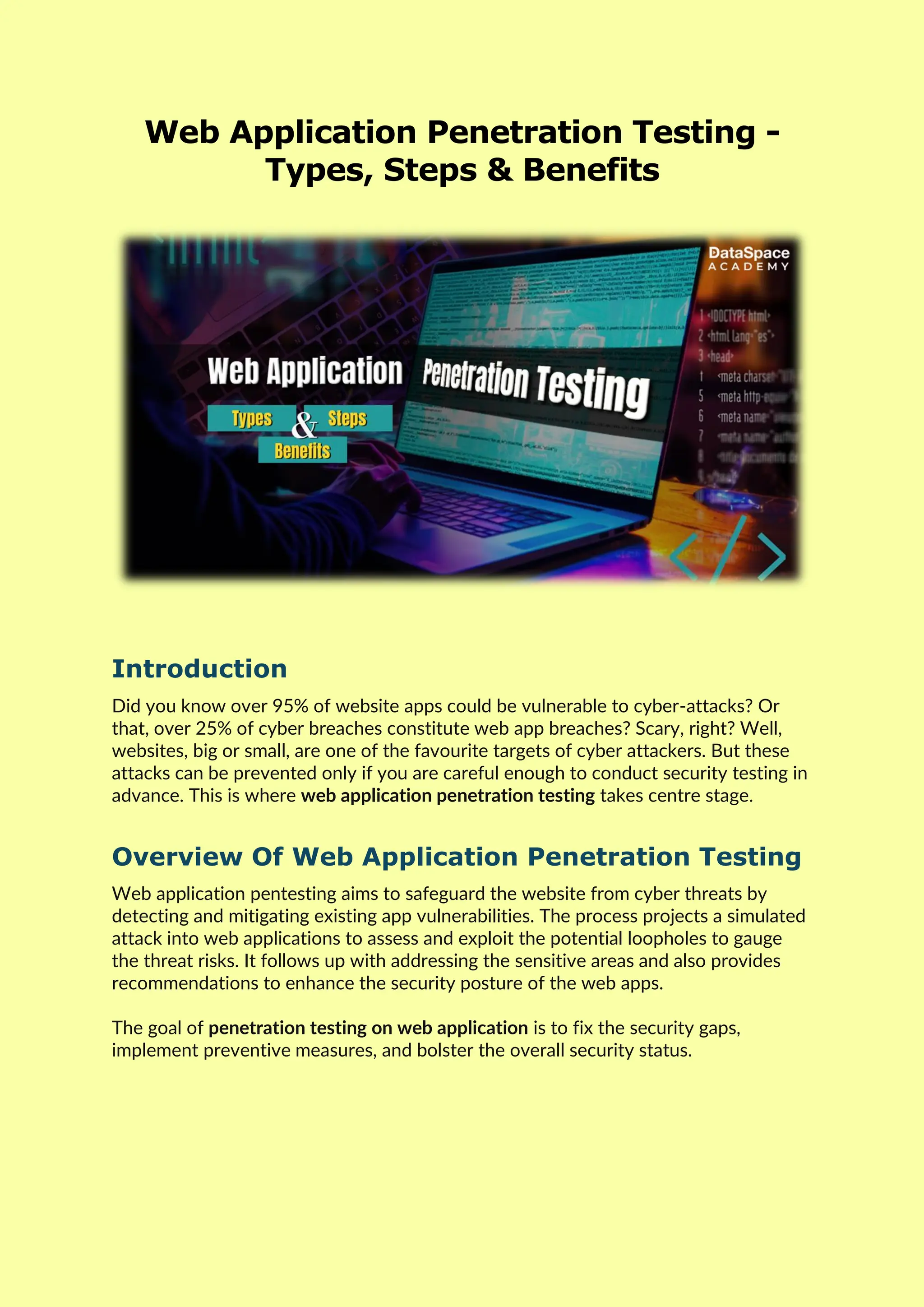 Web Application Penetration Testing Types Steps And Benefits Pdf