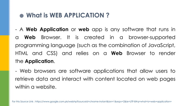 Web application presentation | PPT