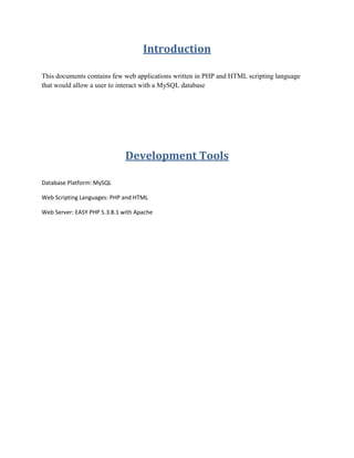 Web Application PHP and MySQL Database | PDF