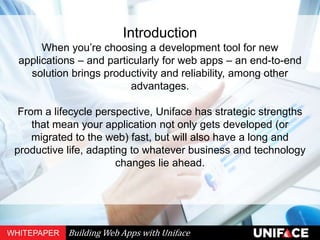 Whitepaper: Building Web Apps with Uniface | PPTX | Web Development | Internet