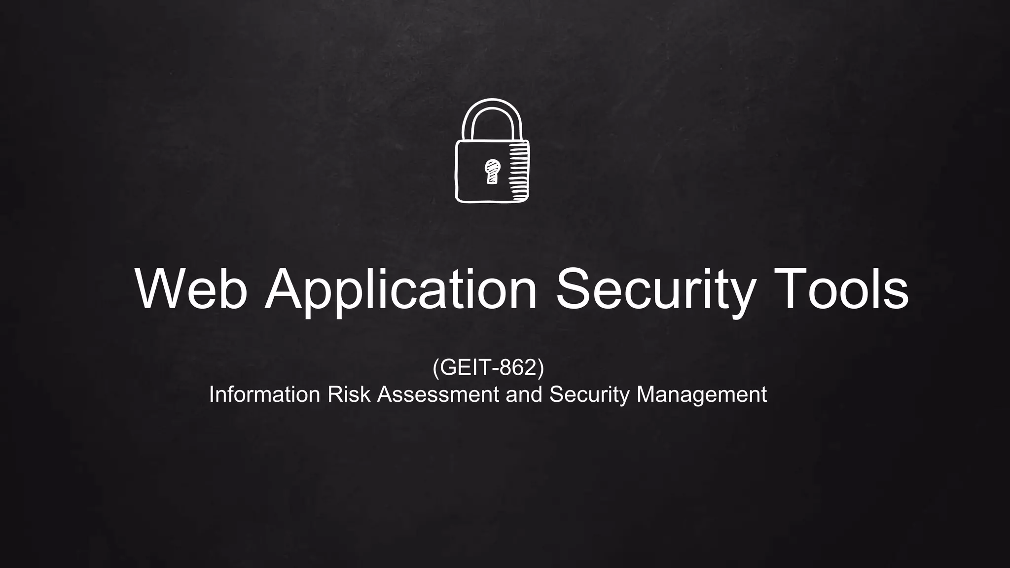 Web application Security tools | PPTX