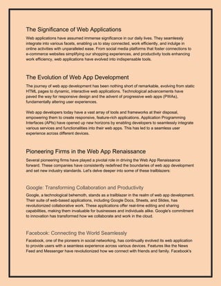 Web App Renaissance: Pioneering Firms Leading the Charge in Development | PDF