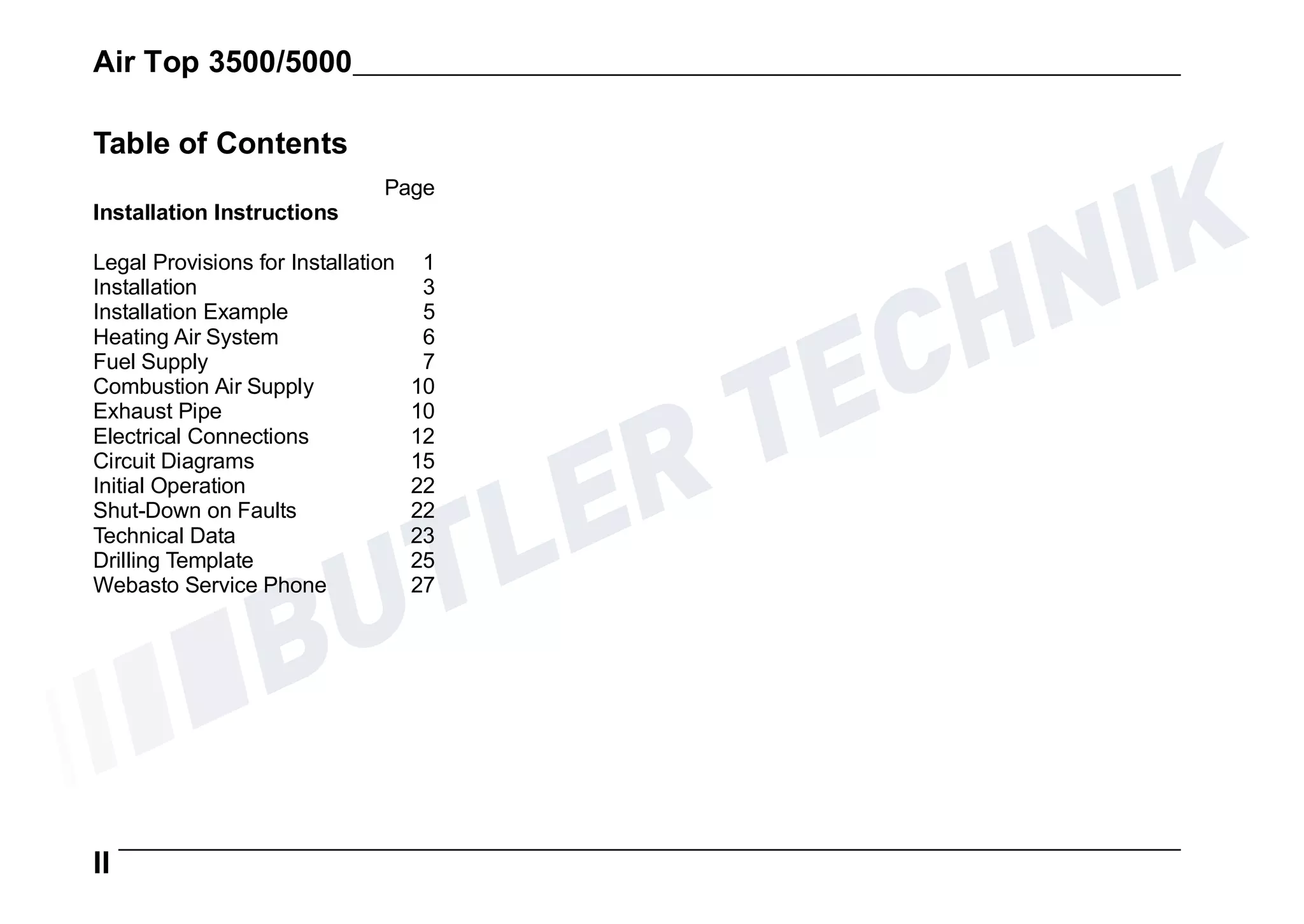 Webasto AIRTOP 3500/5000 Installation Instructions | PDF