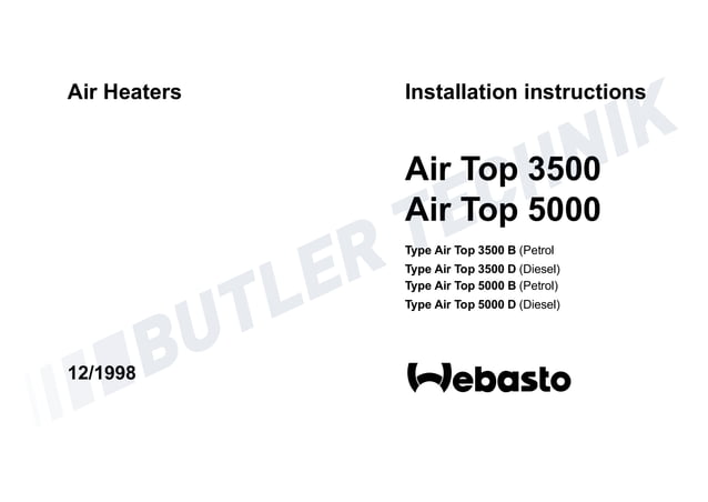 Webasto AIRTOP 3500/5000 Installation Instructions | PDF | Auto Safety ...