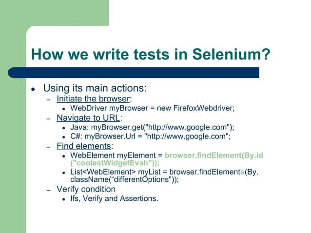 Web automation using selenium.ppt | Web Development | Internet
