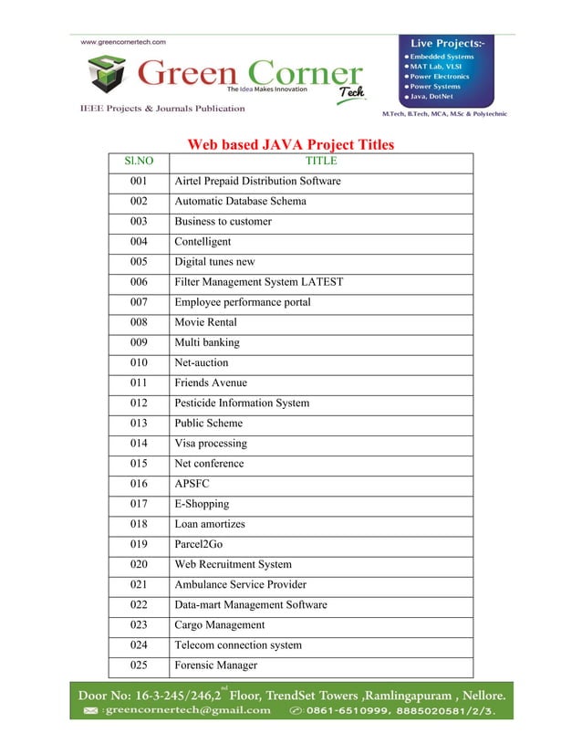 JAVA Web Based Projects | PDF | Programming Languages | Computing