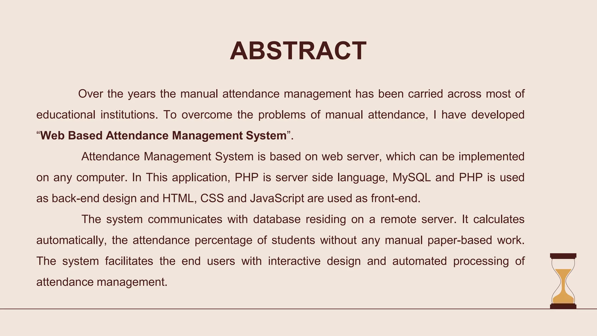 web based attendance model project ppt.pptx | Web Development | Internet