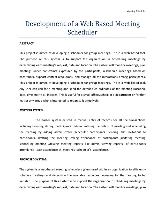 Web based meeting scheduler | DOCX | Web Conferencing | Computer ...