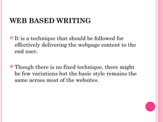 Web based writing.. | PPT