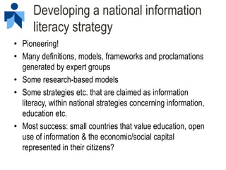 International perspective on information literacy: national frameworks ...