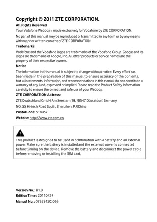 Vodafone Webbox | PDF