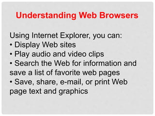 Web browser | PPTX | Internet for Beginners | Internet