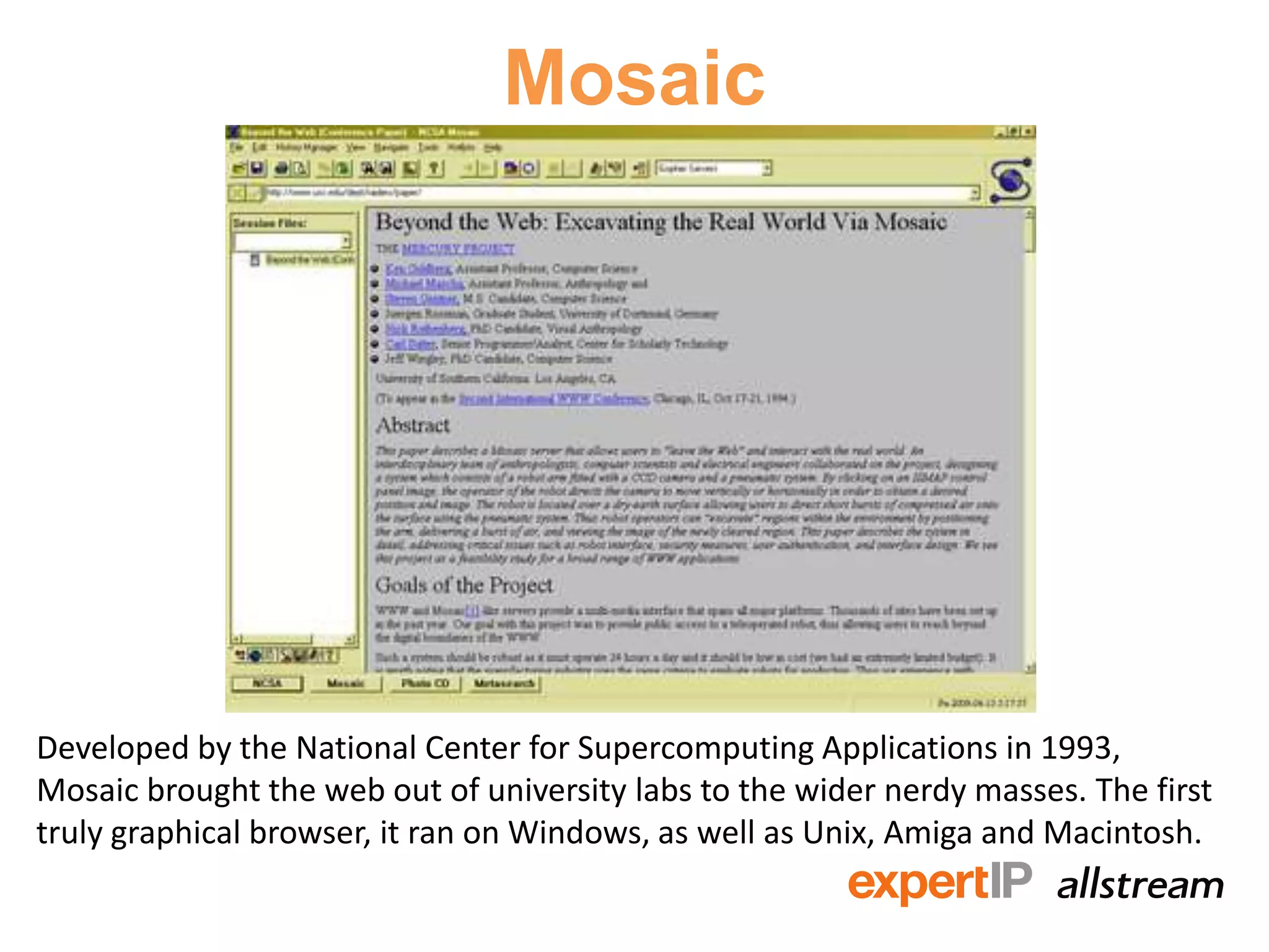 Six browsers that changed the world (wide web) | PPT