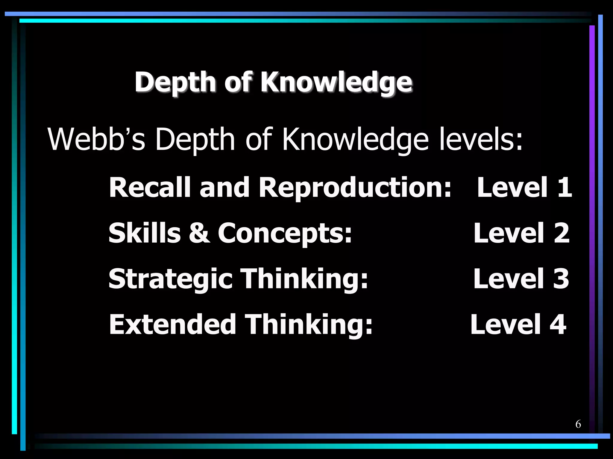 Webbs depth of_knowledge | PPTX