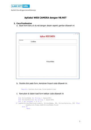 Aplikasi WEB CAMAERA dengan VB.NET
