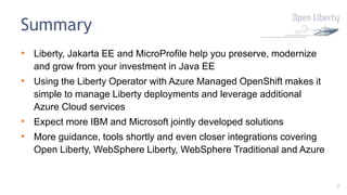 Explore Jakarta EE and MicroProfile on Azure with Open Liberty & OpenShift | PPTX