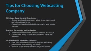Webcasting Companies in India.pptx | Internet | Computing