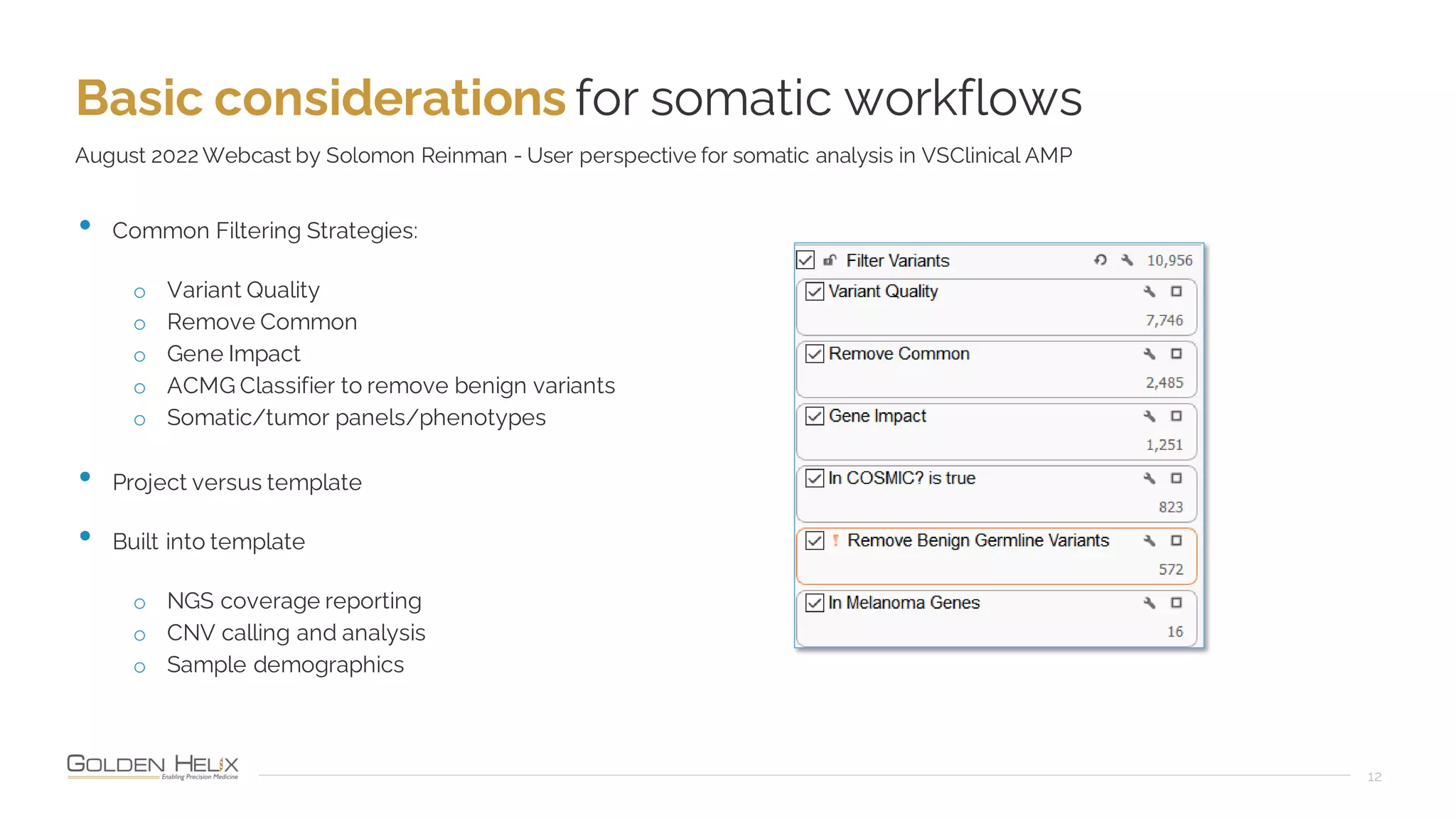 A User’s Perspective: Somatic Variant Analysis in VarSeq 2.3.0 | PDF