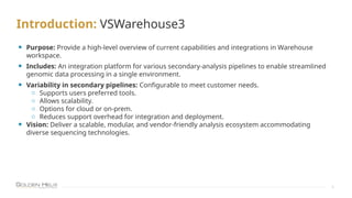 VSWarehouse 3: Secondary Analysis Platform Overview | PPTX