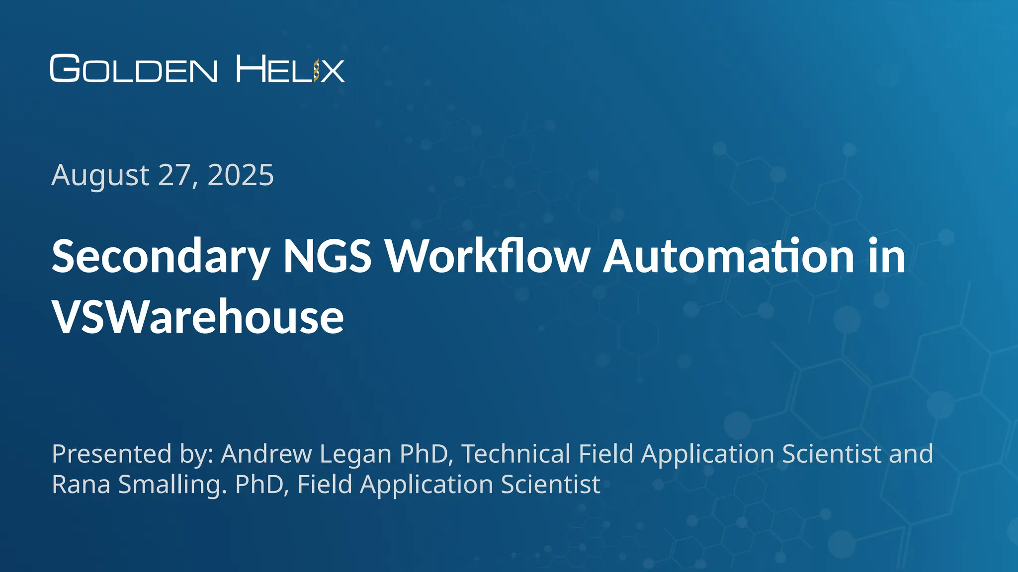 Secondary NGS Workflow Automation in VSWarehouse | PPTX