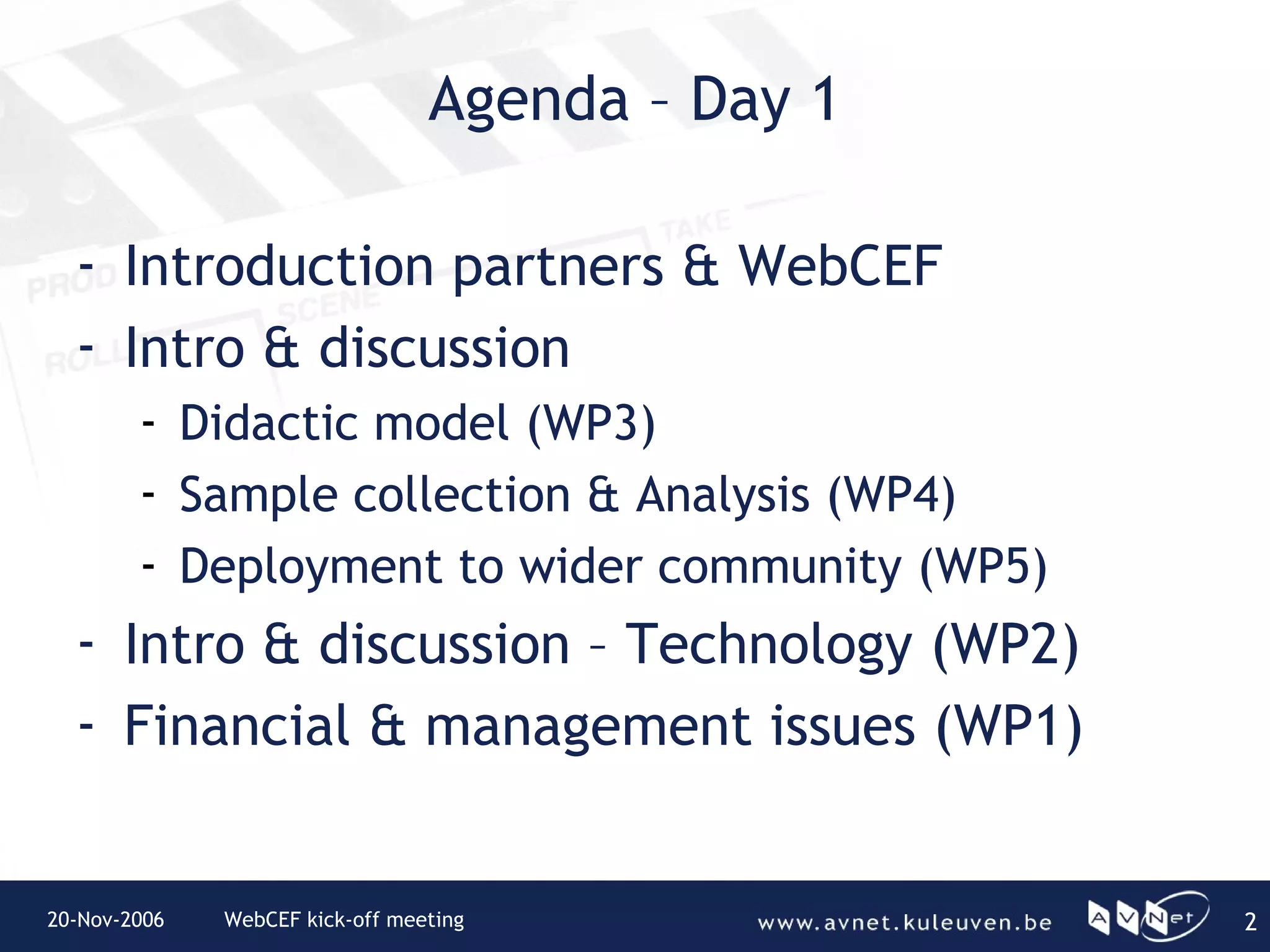 WebCEF Kick-off Meeting Introduction session | PPT