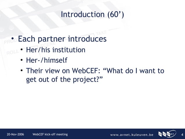 WebCEF Kick-off Meeting Introduction session | PPT