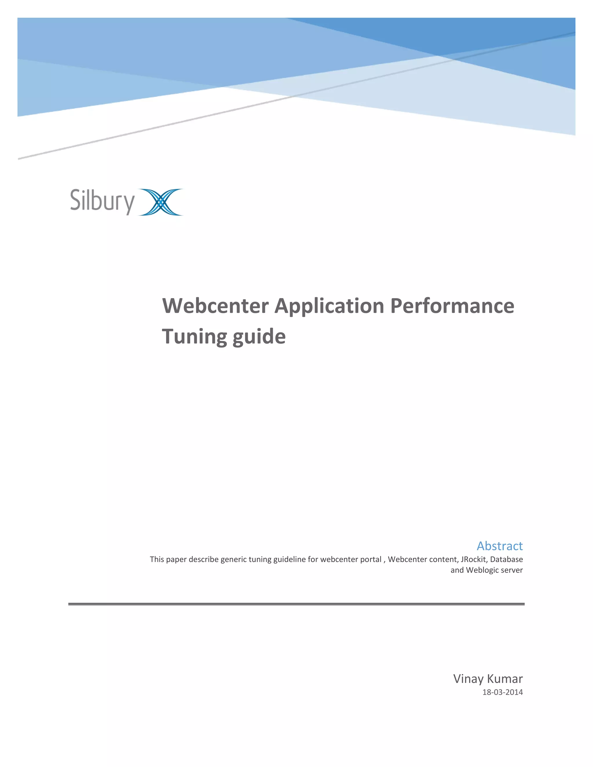 Webcenter Application Performance Tuning Guide Pdf