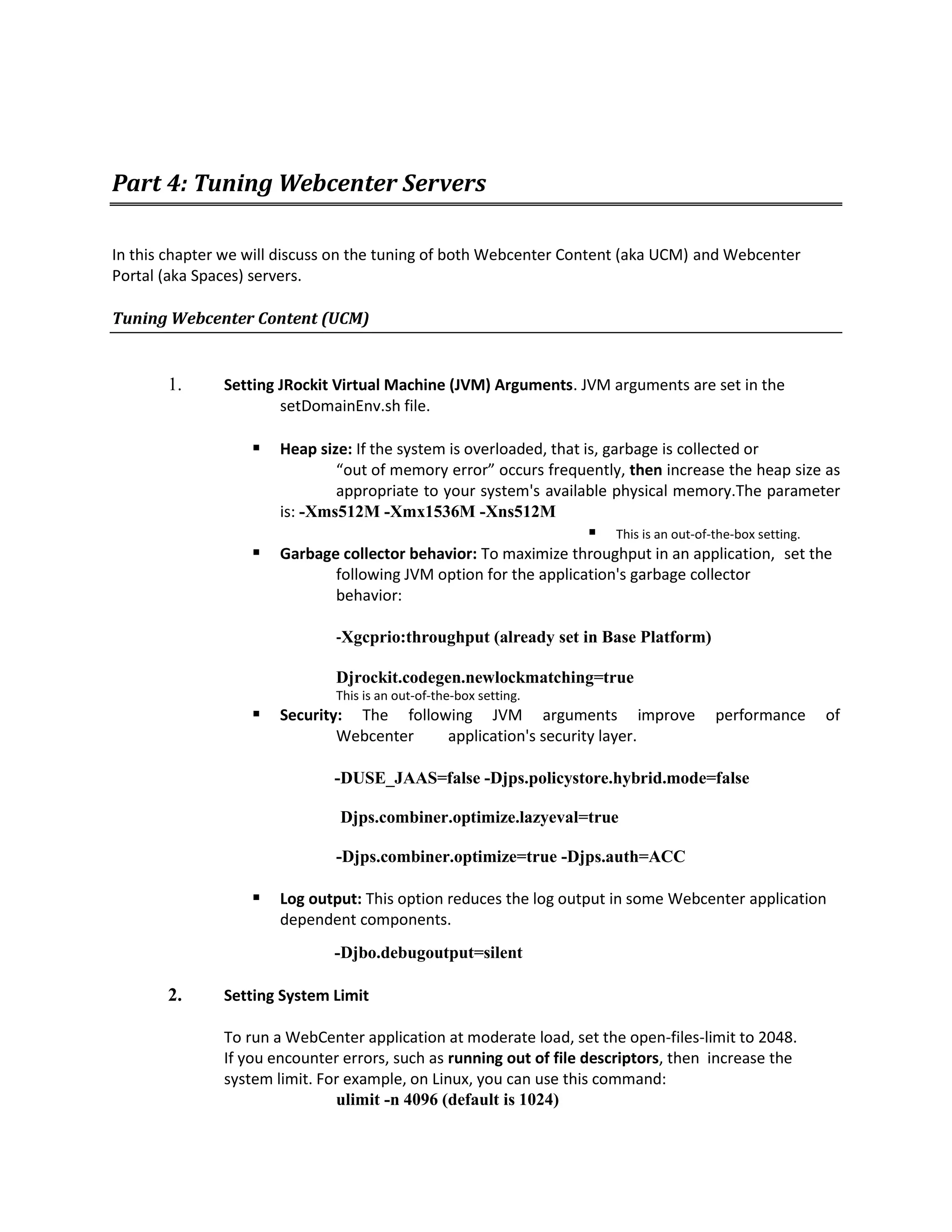 Webcenter Application Performance Tuning Guide Pdf