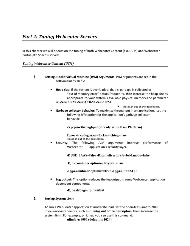 Webcenter Application Performance Tuning Guide Pdf