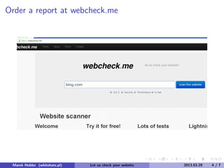 Check your website with webcheck.me