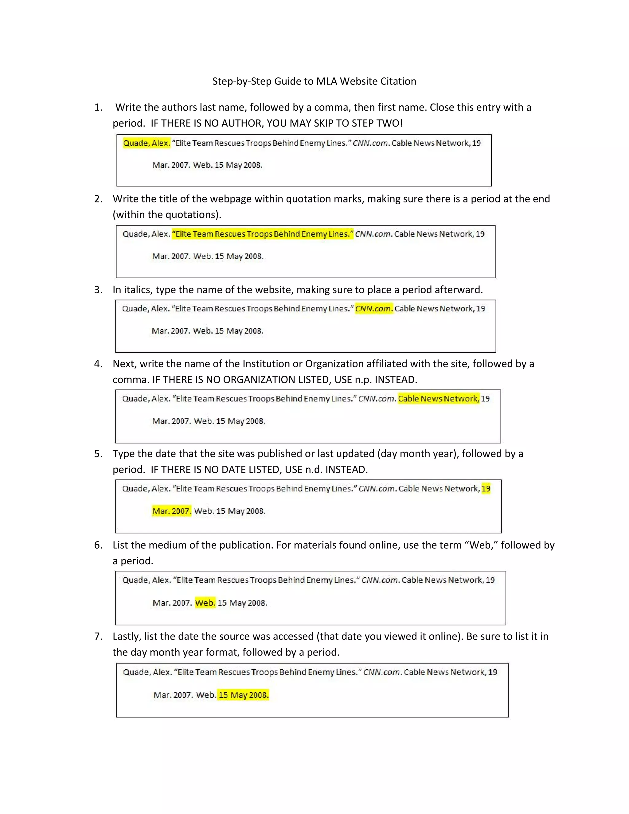 MLA Web Citation | PDF