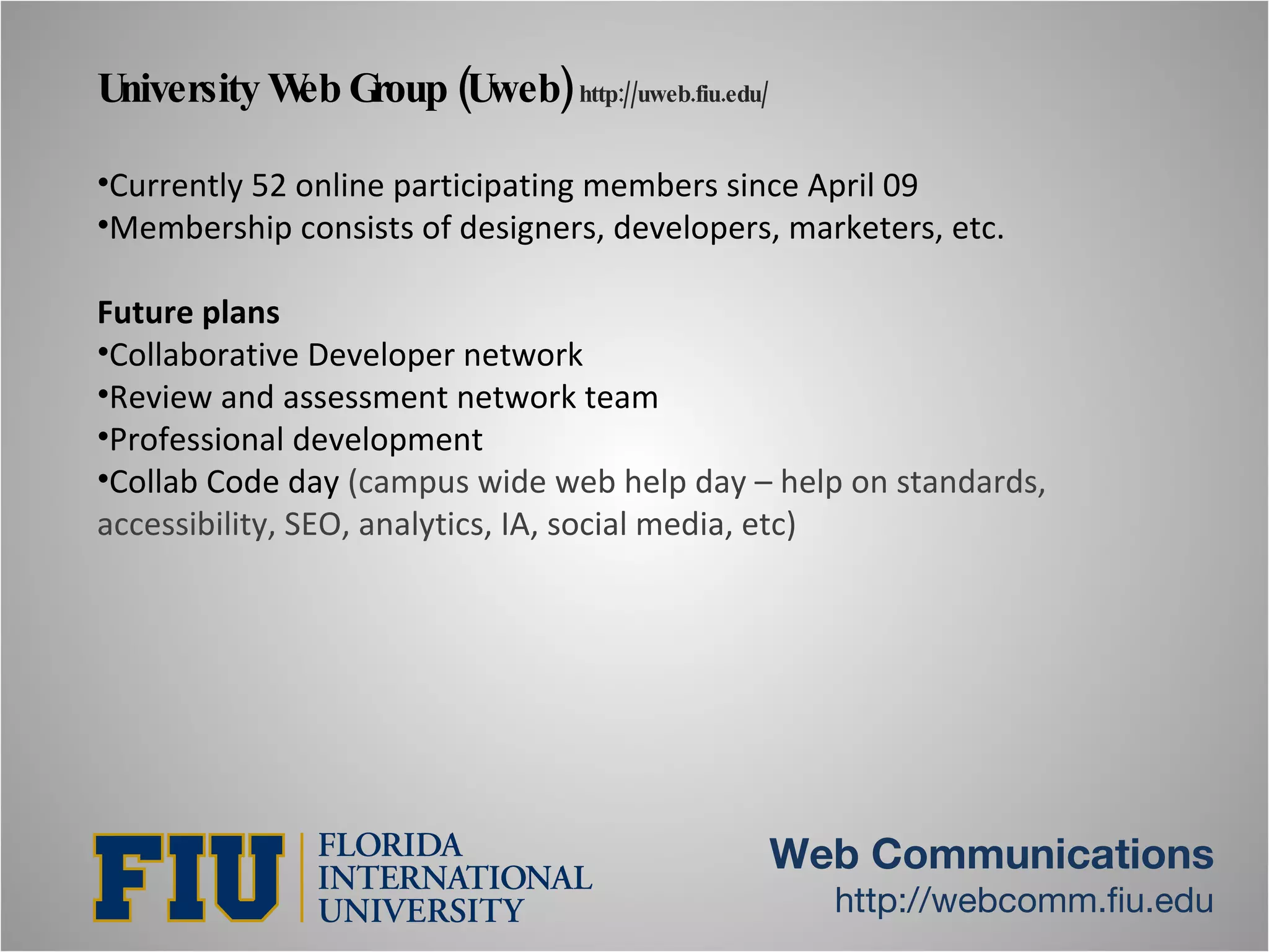 FIU Web Communications | PPT