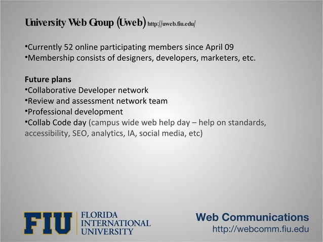 FIU Web Communications | PPT | Web Development | Internet