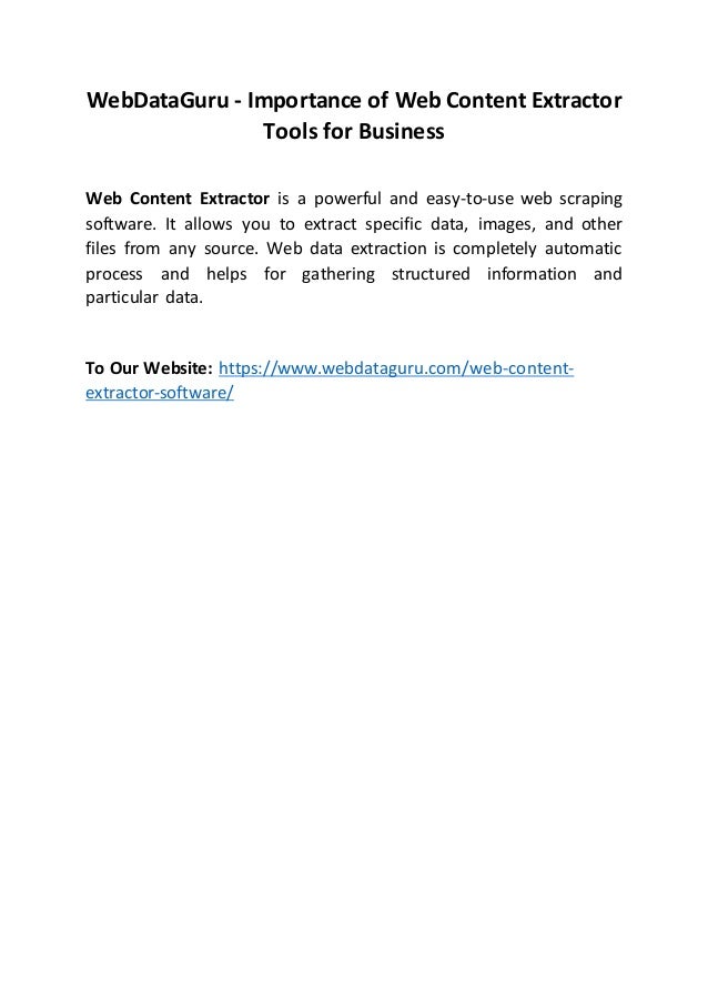 Webdataguru Importance Of Web Content Extractor Tools For Business Pdf