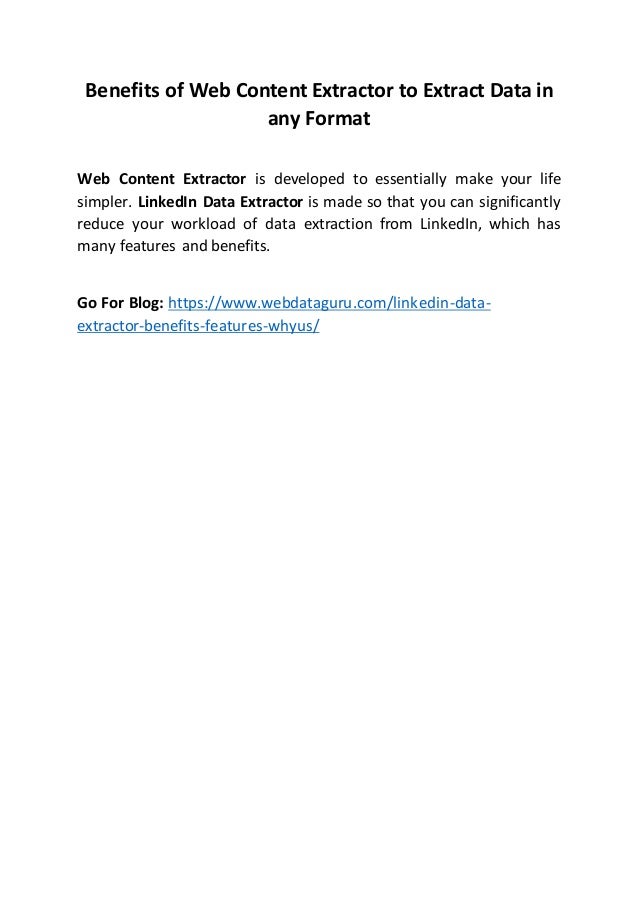 Benefits of Web Content Extractor to Extract Data in any Format | DOCX | Social Networking ...