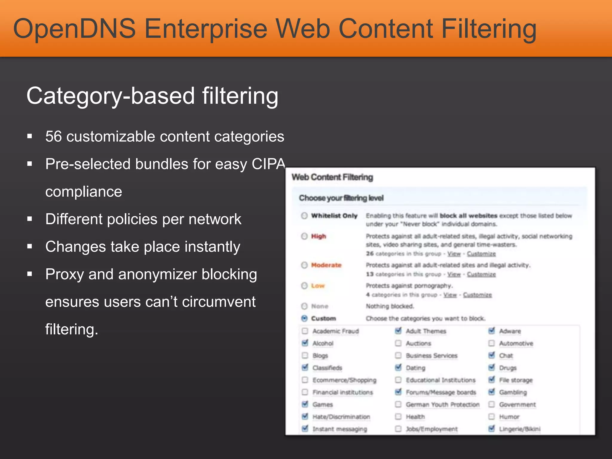 OpenDNS Enterprise Web Content Filtering | PPTX