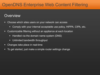 OpenDNS Enterprise Web Content Filtering | PPTX