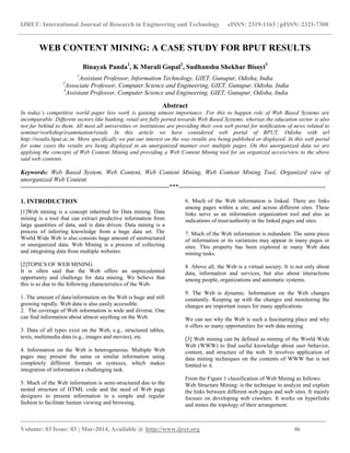 Web content mining a case study for bput results | PDF