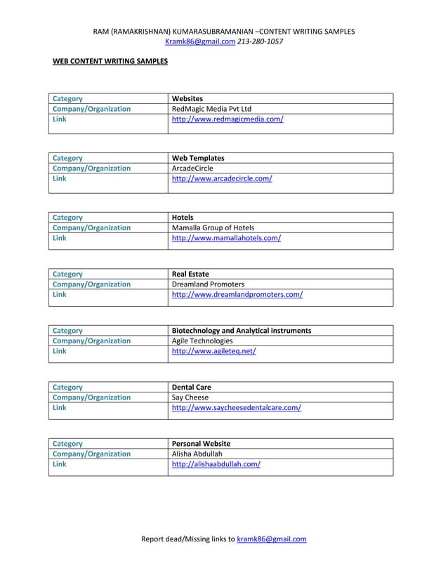 Web Content Writing Samples | PDF