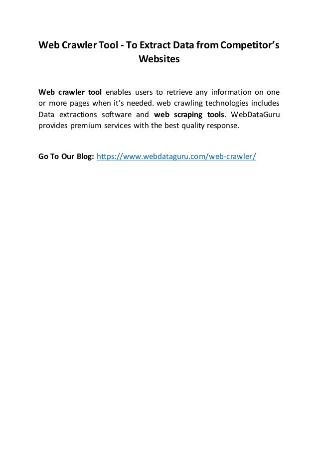 Web Crawler Tool - To Extract Data from Competitor’s Websites | DOCX ...