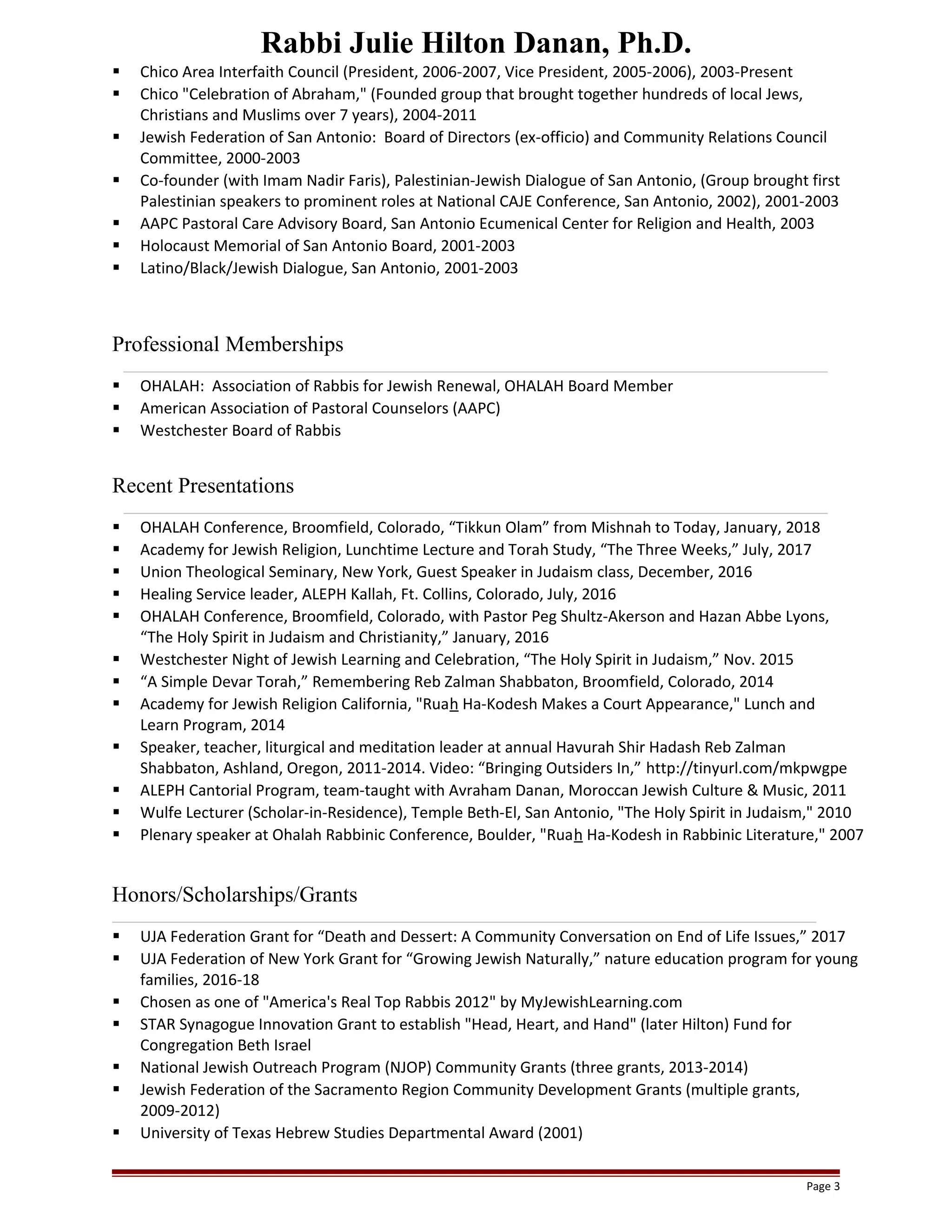 CV with Personal Statement_Rabbi Julie Danan | DOC