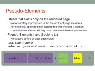 WEBD 162: Box Model, Pseudo-Classes and Pseudo-Elements | PPTX