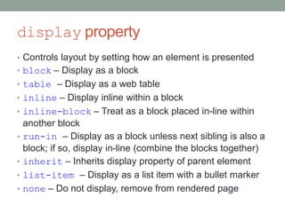 WEBD 162: display property, Float and Clear | PPT