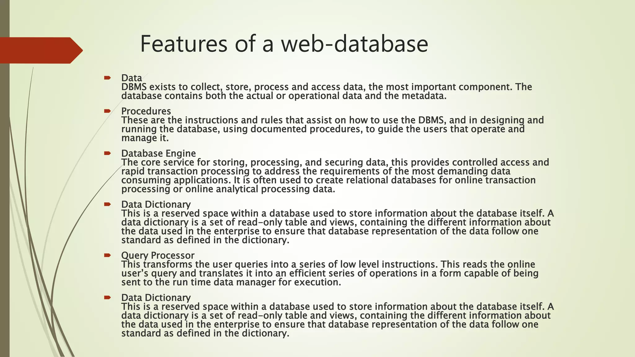 WEB DATABASE G4.pptx | Databases | Computer Software and Applications