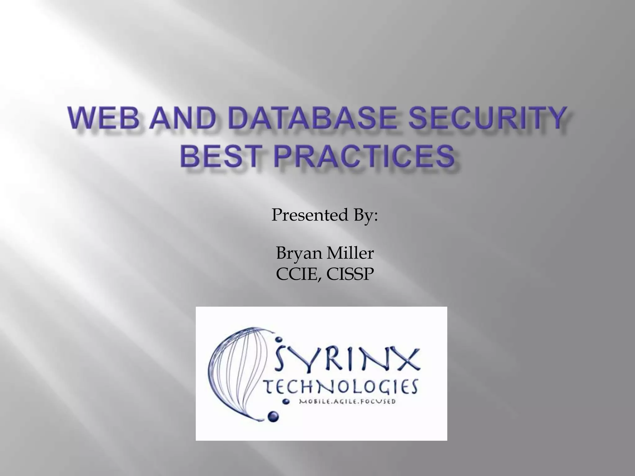 Web Database Server Best Practices Ppt
