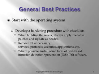 Web Database Server Best Practices | PPTX