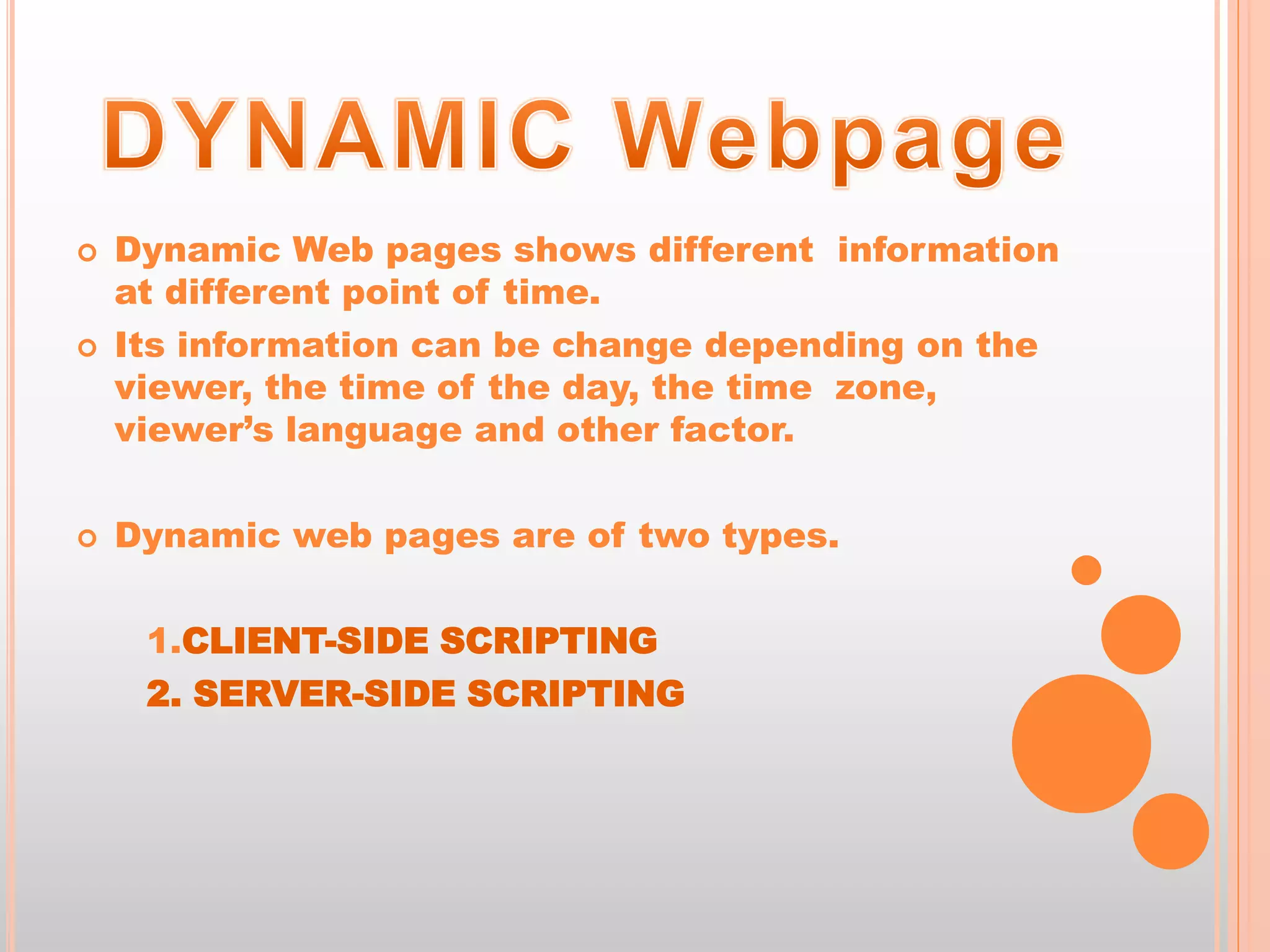 Static and Dynamic webpage | PPTX Static and Dynamic webpage | PPTX
